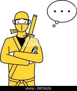 A man dressed up as a ninja, arms crossed, thinking Stock Vector Image ...