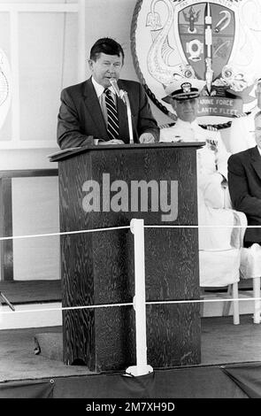 Sen. John Tower, R-Texas, speaks to the media before departing the ...