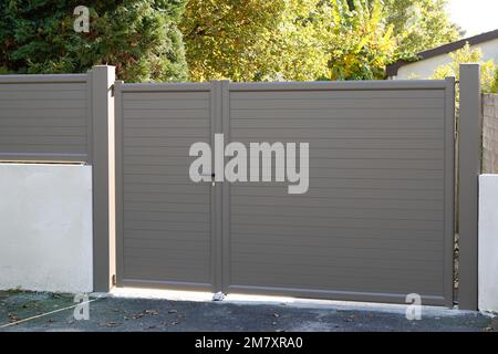portal aluminum sliding brown grey metal gate of modern gray beige ...
