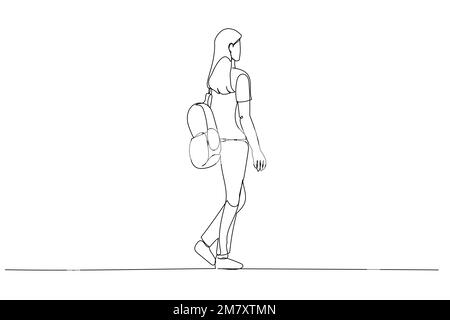 Sketch of walking woman Back view Hand drawn illustration Stock Vector ...