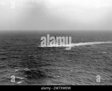 Aerial port bow view of the Knox class frigate USS BADGER (FF-1071 ...