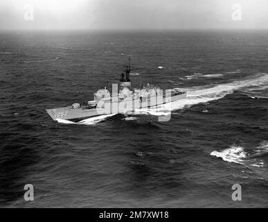 Aerial port bow view of the Knox class frigate USS HEPBURN (FF 1055 ...