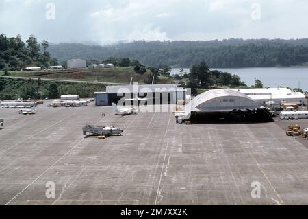 Aerial view of the Fleet Composite Squadron 5 (VC-5) hangar area. Base: Naval Air Station, Cubi ...