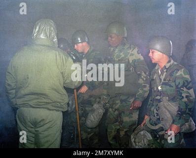 Infantrymen undergo "gas chamber" training at the Army Armor Center ...
