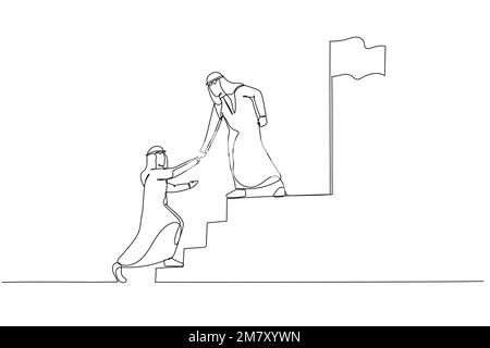 Illustration of businessman help friend to succeed and reach goal ...