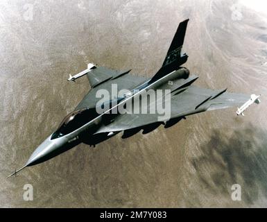 View of an F-16XL Fighting Falcon aircraft carrying AIM-9 Sidewinder ...
