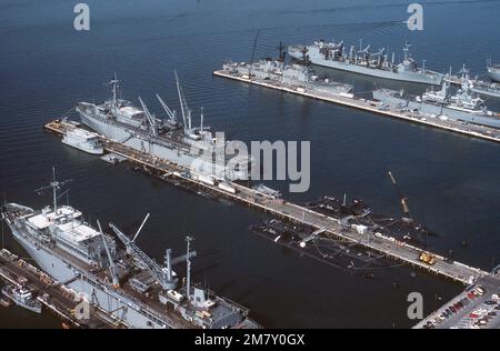 Aerial view of the Destroyer and Submarine Piers and Naval Station ...