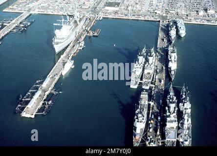 Aerial view of the Destroyer and Submarine Piers and Naval Station ...