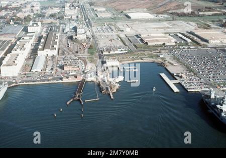 Aerial view of the Destroyer and Submarine Piers and Naval Station ...