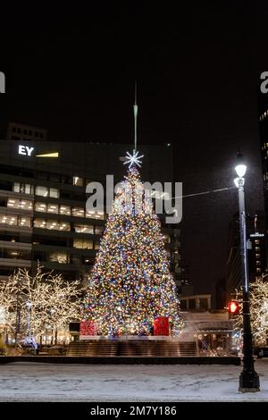 Detroit, Michigan - A Christmas tree in Campus Martius park in downtown ...