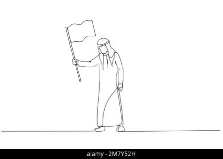 Drawing of sad businessman waving white flag metaphor of surrender and ...