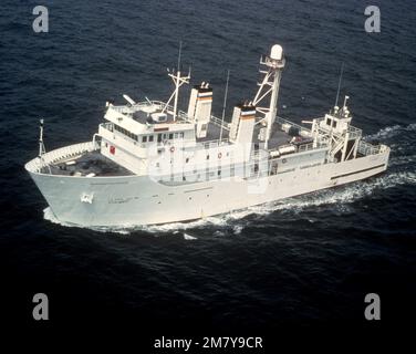 A port bow view of the ocean surveillance ship USNS ABLE (T-AGOS-20) of ...