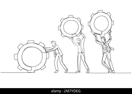 Drawing of businessman manager support colleague to stand on his knee ...
