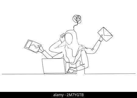 Illustration of businesswoman dizzy stressed because of daily work ...