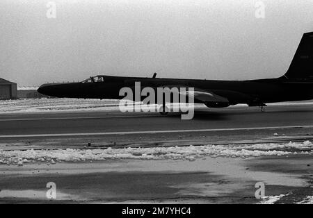 An air-to-air left side view of a TR-1 tactical reconnaissance aircraft ...