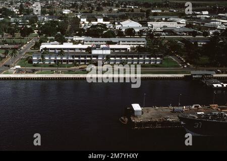 An aerial view of Commander Naval Forces Japan/Commander Fleet ...