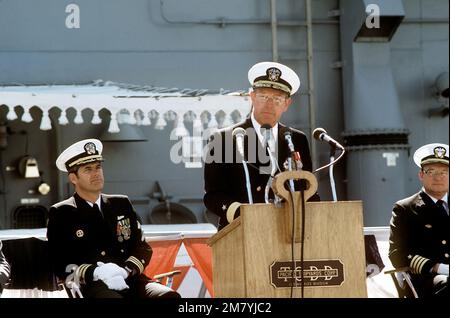 CDR Naval Base, San Diego, California, CDR E. Inman Carmichael speaks ...
