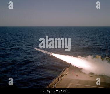 A RIM-66B Standard SM-1 medium range surface-to-air missile is launched ...