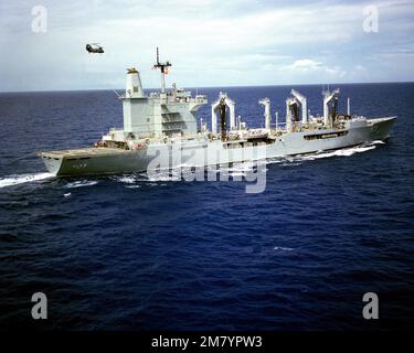 A starboard view of the fleet oiler USS CIMARRON (AO 177) underway. USS ...