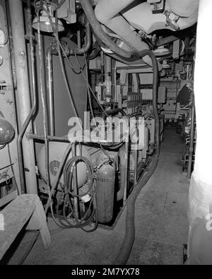The lower level engine room aboard the guided missile frigate KLAKRING ...