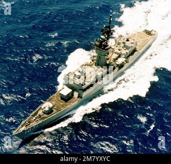 Aerial port bow view of the Knox class frigate USS HEPBURN (FF 1055 ...