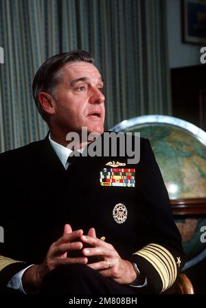 ADM James D. Watkins, CHIEF of Naval Operations (CNO), center, stands ...