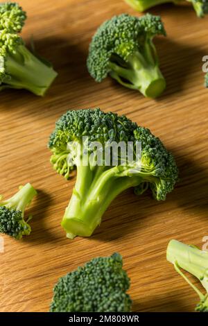 Raw Green Organic Broccoli Florets Ready to Cook Stock Photo - Alamy