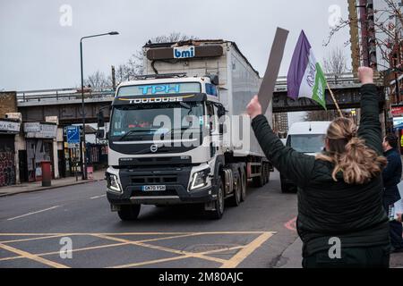 11 Jan 2023, Ambulance Unison members Strike outside The Depford ...