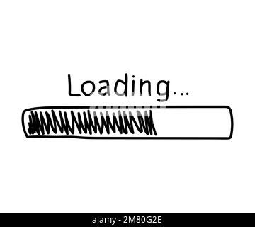 Loading bar doodle element. Hand drawn line sketch style. Slow download ...