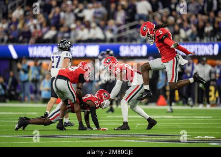 Georgia defensive back Kelee Ringo (5) reacts during the second half of ...