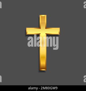 Golden Christian cross. Realistic cross isolated on background. Vector ...