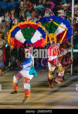 Aztec warrior dancers from the Danza la Pluma at the Guelaguetza Dance ...