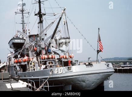 A port quarter view of the salvage ship USS BOLSTER (ARS 38 ...