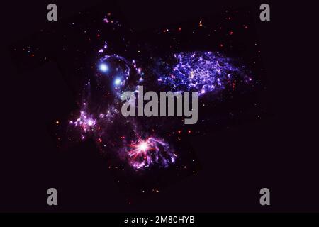 Bright beautiful galaxy of unusual shape. Elements of this image ...