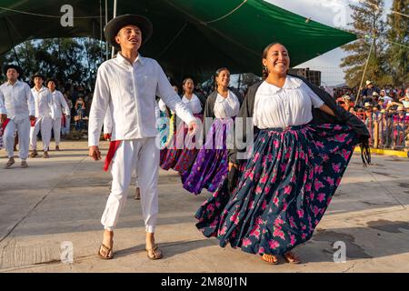 Dancers from Miahuatlan dance the traditional jarabe at the Guelaguetza ...