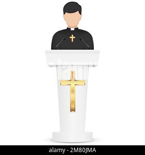 Pastor Giving a Sermon of God in Cassock at a Catholic Church from ...