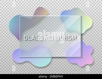 Transparent glass square card design. Realistic glass morphism. Vector ...