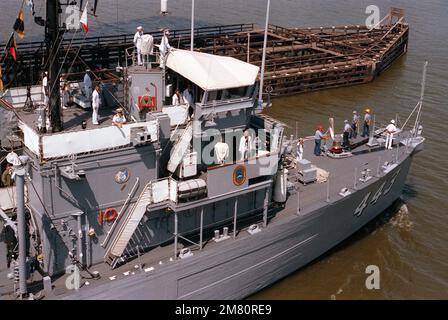 A port view of the bridge and forward superstructure of a Soviet-built ...