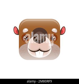 Cute beaver face, portrait of comic furry forest animal mascot for ...