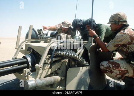 American soldiers demonstrate the capabilities of an M-163A1 Vulcan Air ...
