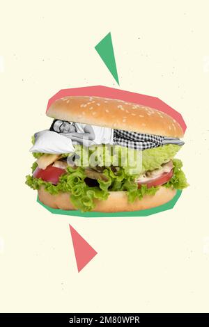 Vertical poster collage of woman in flowers isolated on painting grey ...