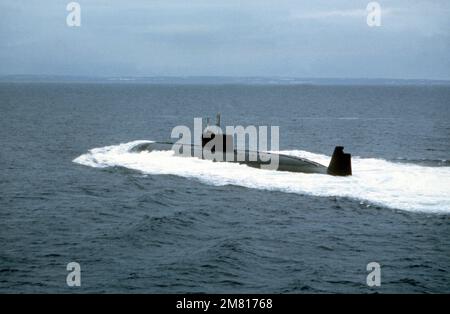 A port quarter view of the Soviet nuclear-powered guided missile ...