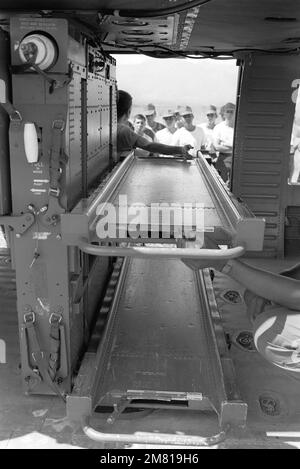 A view of the interior of a UH-60 Blackhawk air ambulance helicopter as ...
