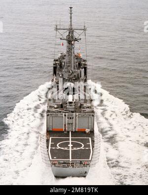 Aerial stern view of the guided missile frigate USS JARRETT (FFG 33 ...