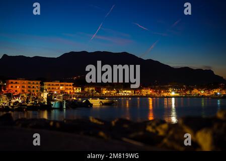 Town of Scauri in Italy at night Stock Photo - Alamy