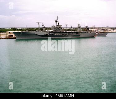 A port beam view of the amphibious command ship USS BLUE RIDGE (LCC-19 ...