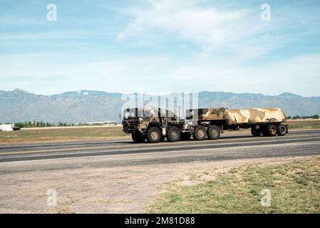 A left front view of a Ground Launch Cruise Missile (GLCM) launch ...