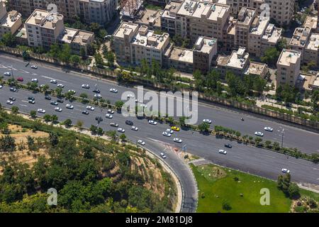 Aerial view of Hakim Expressway in Tehran, capital of Iran Stock Photo ...