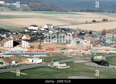 An aerial view of Sembach Air Base. The new communications tower is ...