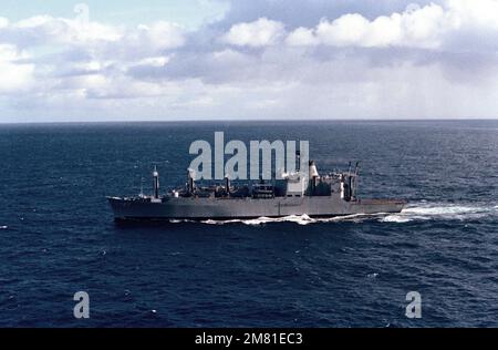 A port beam view of the ammunition ship USS BUTTE (AE-27) underway ...
